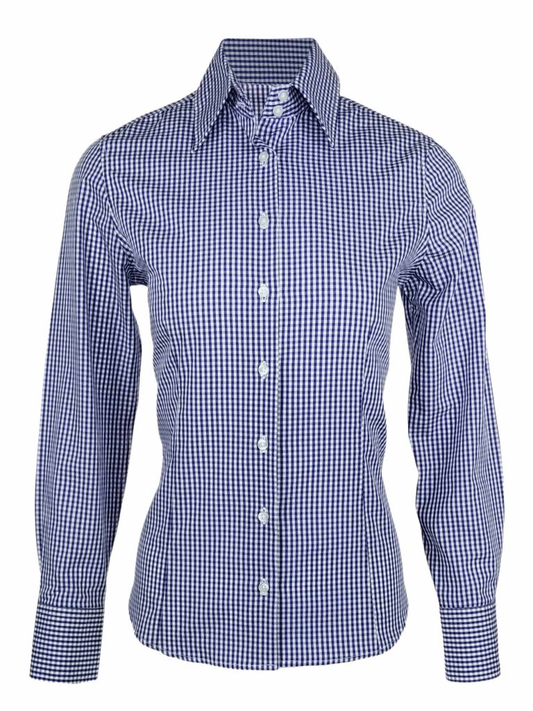 Women's Venice Check Shirt - Cobalt Blue Check Long Sleeve - Uniform Edit
