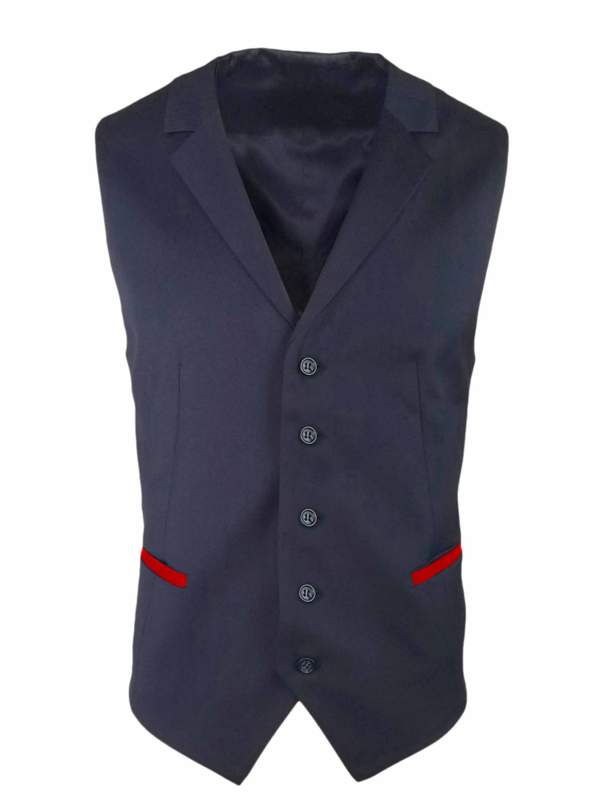 Men's Trim Collared Vest - Navy with Red - Uniform Edit