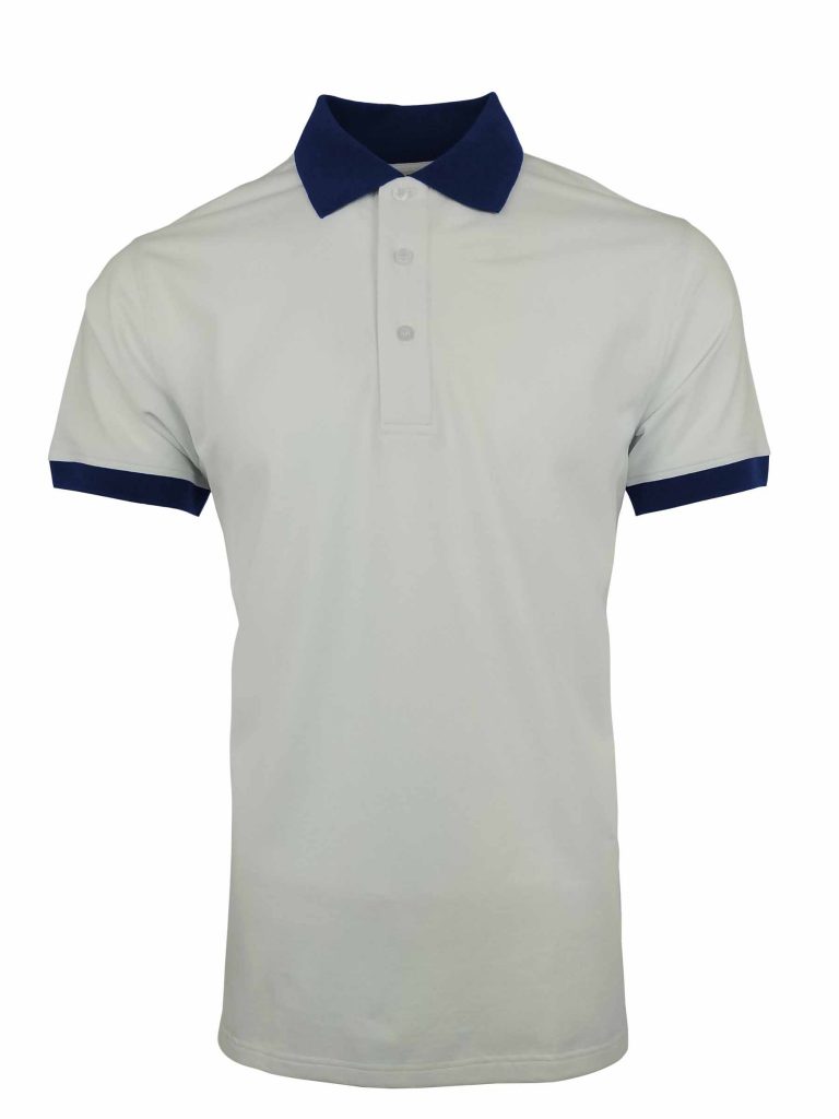 Men's Two Tone Pique Polo - White and Navy - Uniform Edit
