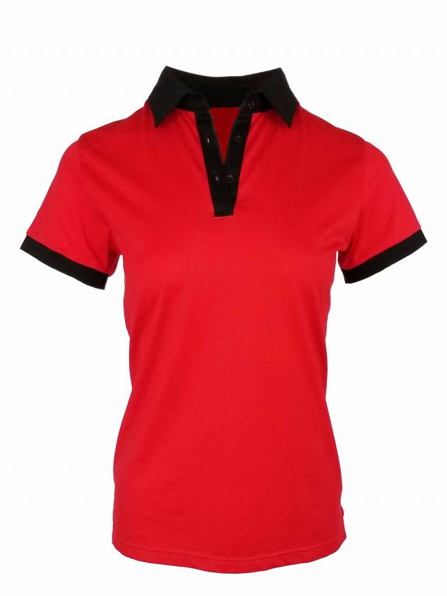 Women's Firenze Mercerized Polo - Red and Black - Uniform Edit
