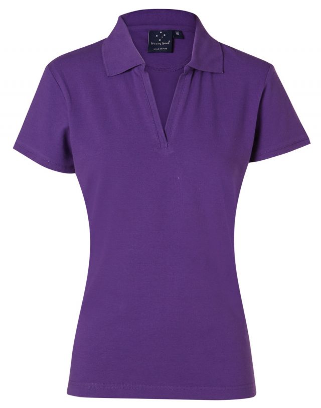 Women's Longbeach Cotton Short Sleeve Polo - Purple - Uniform Edit