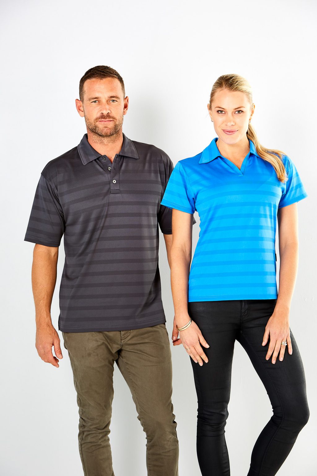 Mens Ice Cool Polo - Pewter Self Stripe | The Uniform Edit