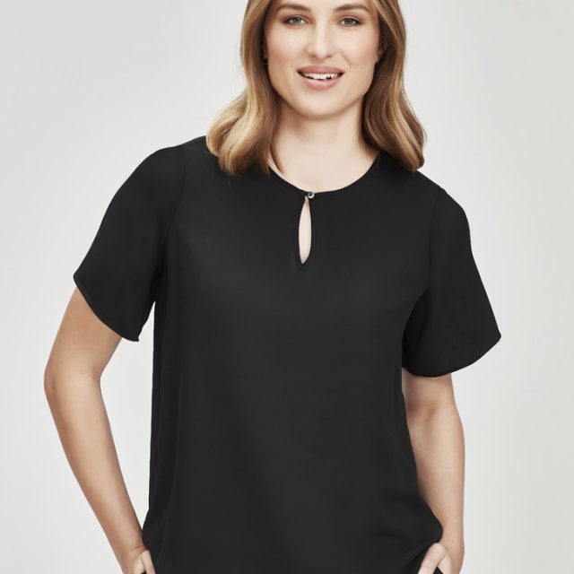 Vienna Short Sleeve Blouse - Black - Uniform Edit