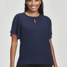 Vienna Short Sleeve Blouse - Navy - Uniform Edit